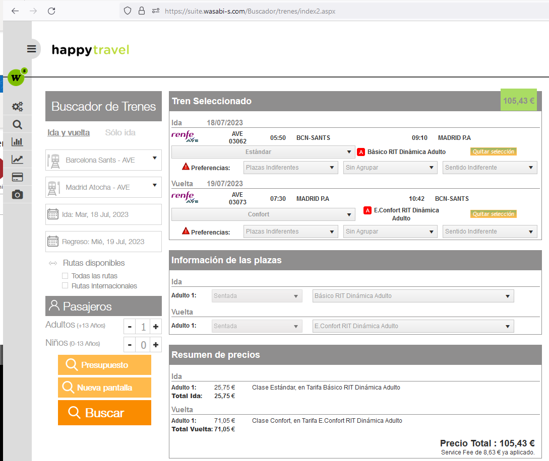 Presentamos la nueva versión del buscador de TRENES de WASABI-S | Beroni